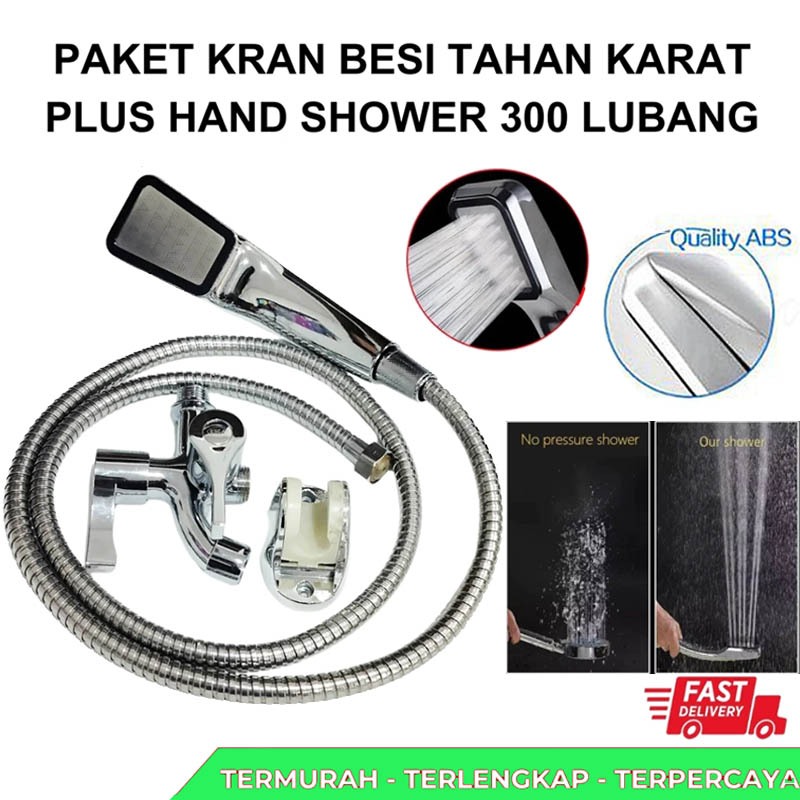 Jual 4 IN 1 Paket Kran Besi Tahan Karat Plus Hand Shower 300 lubang ...