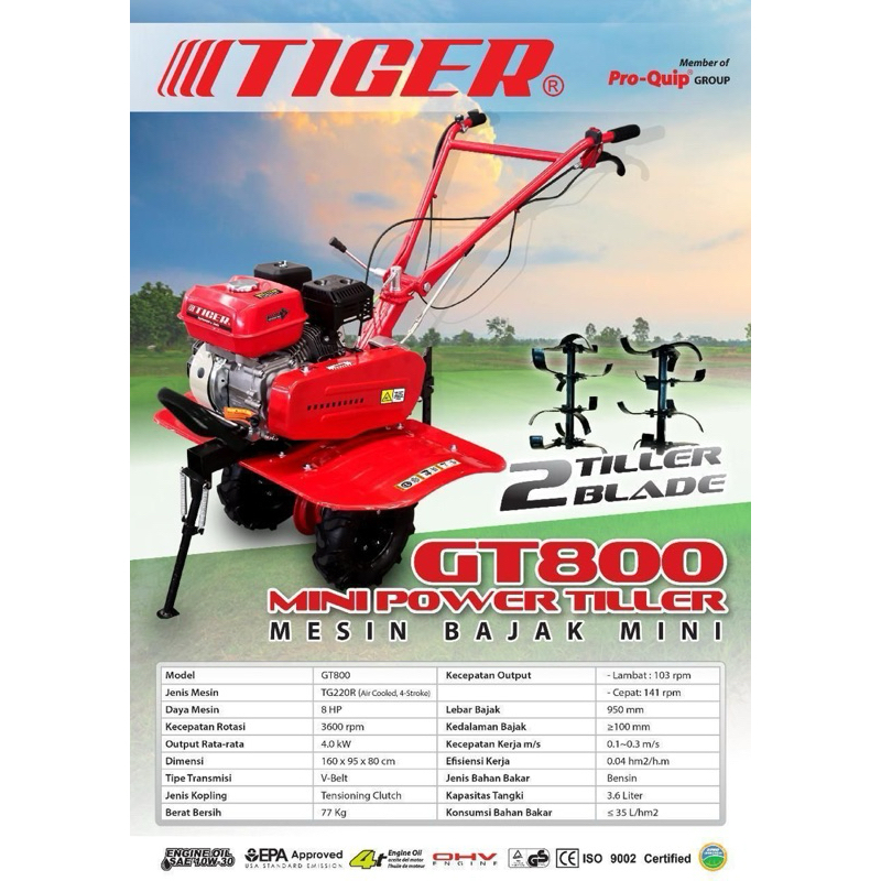 Jual traktor mini TIGER GT 800 cultivator mini mesin bajak sawah ...