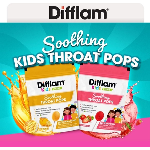 Jual Difflam Kids Soothing Throat Pops 3+ Years Flavor Strawberry ...