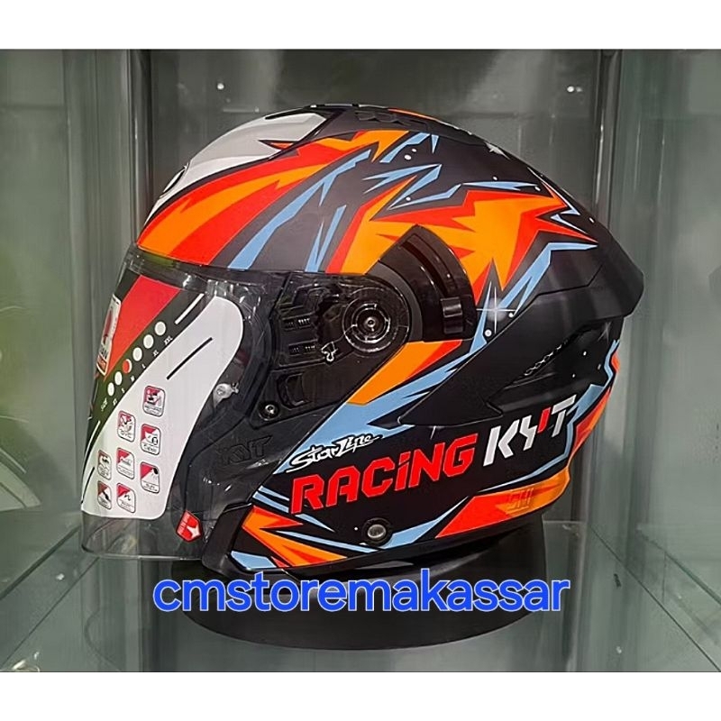 Jual Helm KYT NFJ Motif Jaume Masia 2021 Half Face SNI DOT Double Visor ...