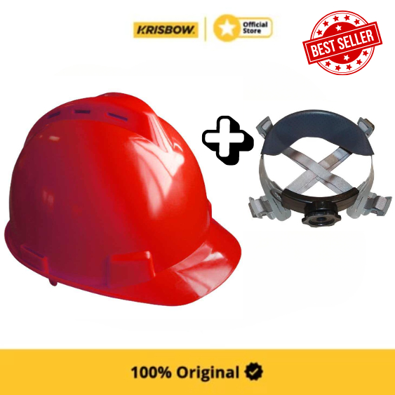 Jual Helm Safety Krisbow Vented Merah Original - Safety Helmet Fron ...