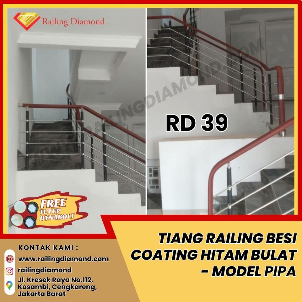 Jual Tiang Railing Tangga Stainless + Besi Coating RD 39 | Shopee Indonesia