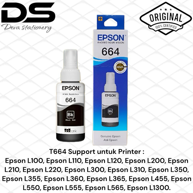 Jual 1SET TINTA PRINTER EPSON 664 ORIGINAL FOR L100 L110 L120 L360 ISI 4 WARNA | Shopee Indonesia