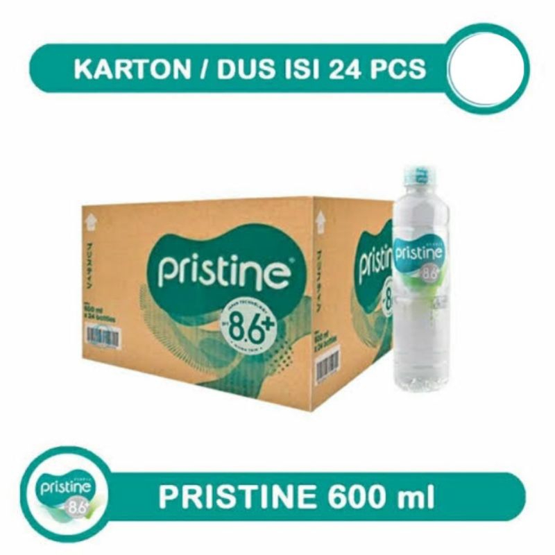 Jual PRISTINE 8+ 400ml/600ml Air Mineral 1 Karton isi 24 botol | Shopee Indonesia