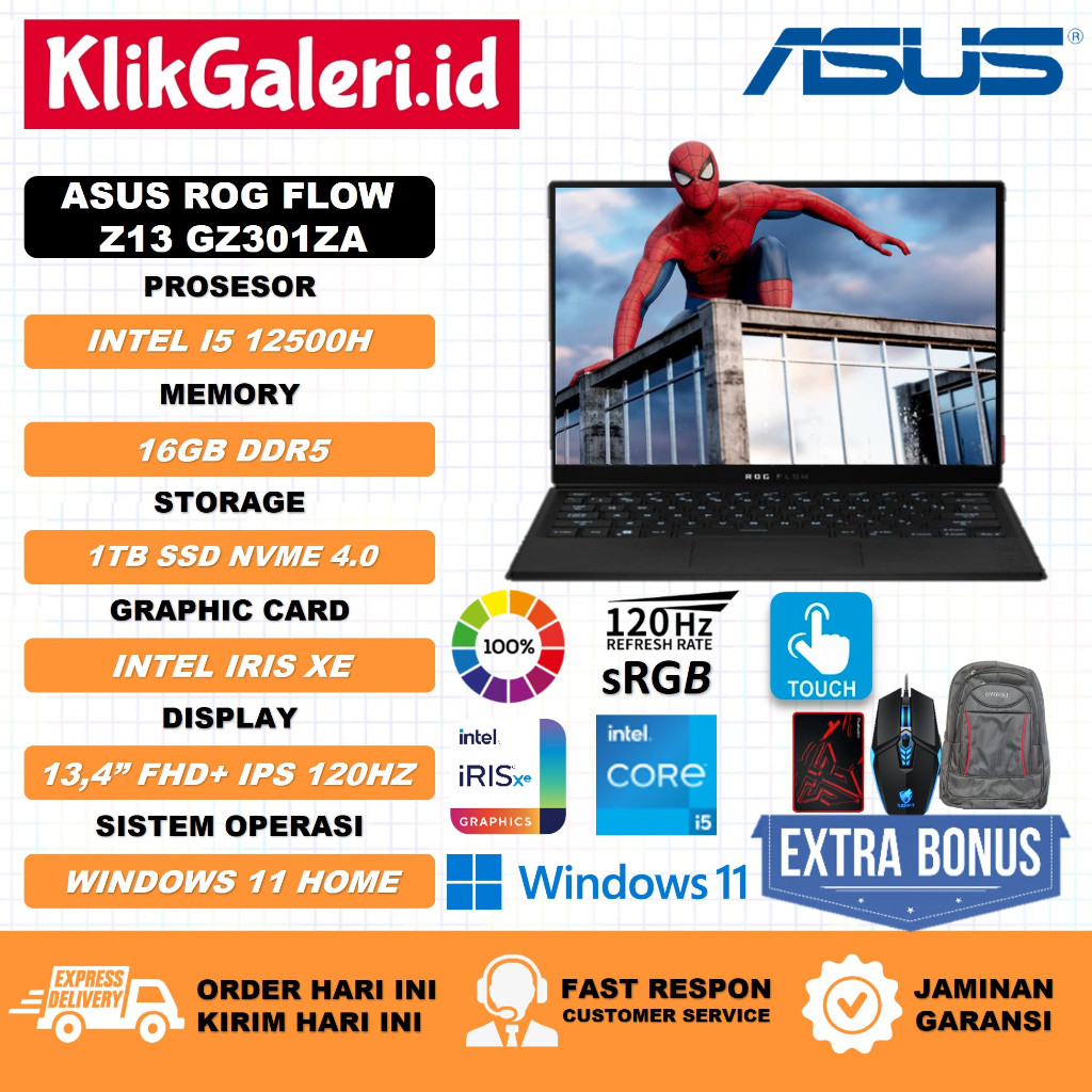 Jual ASUS ROG FLOW Z13 GZ301ZA I5IRXA6TO CORE i5 12500H IRIS XE 13.4 ...