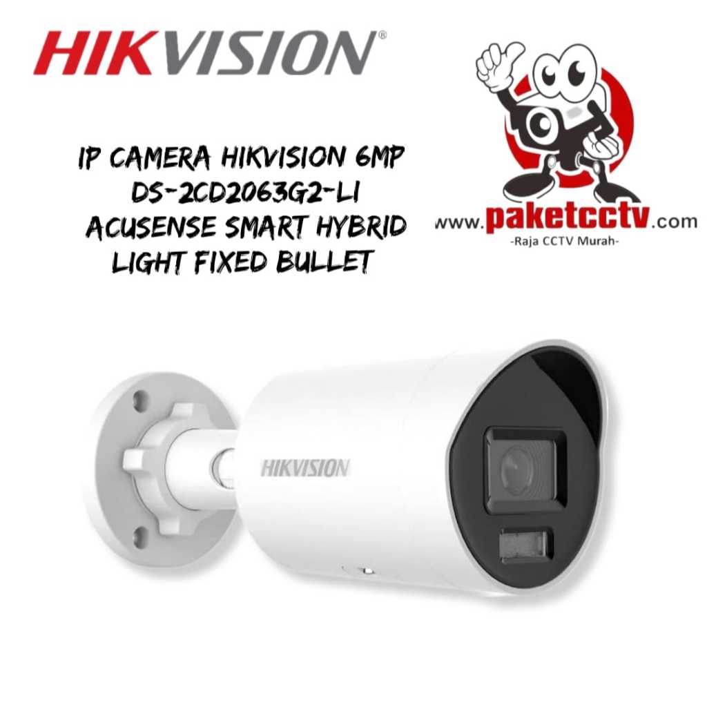 Jual IP Cam HIKVISION 6MP DS-2CD2063G2-LI Acusense Smart Hybrid Light Fixed Bullet Network ...