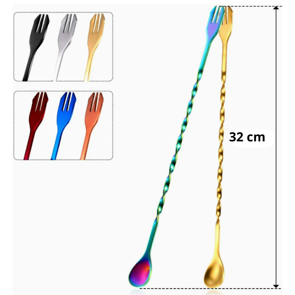 Jual Sendok Panjang Long Bar Spoon With Fork Pengaduk Minuman Sendok ...
