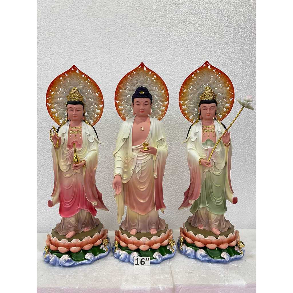 Jual patung Buddha tri Ratna / sie fang San sen / 西方三圣 - fiber - 16 ...