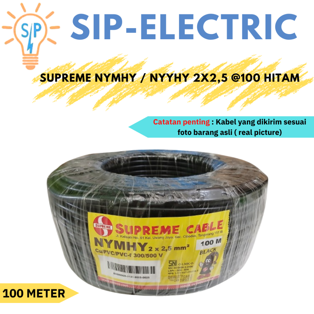 Jual KABEL SUPREME NYYHY 2X2.5MM SERABUT RAMBUT HITAM / NYMHY 2X2,5 MM 1 ROLL 100 MTR | Shopee ...