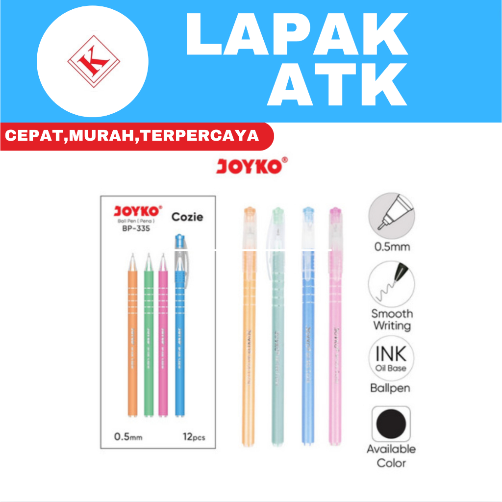 Jual Ball Pen Pulpen Pena Joyko BP-335 Cozie 0.5 mm 1 Box (12 Pcs)+ | Shopee Indonesia