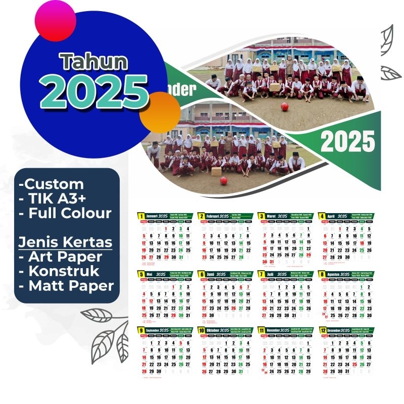 Jual Cetak Printinh Kalender Custom Tahun 2025/Cetak Kalender A3+ Art ...