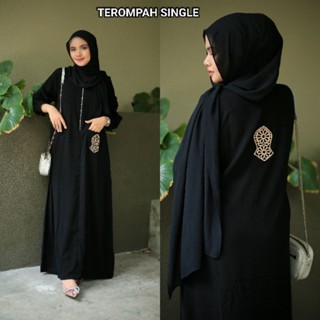 Jual pusat grosir abaya gamis hitam jetblack zip ziper zipper terompah ...