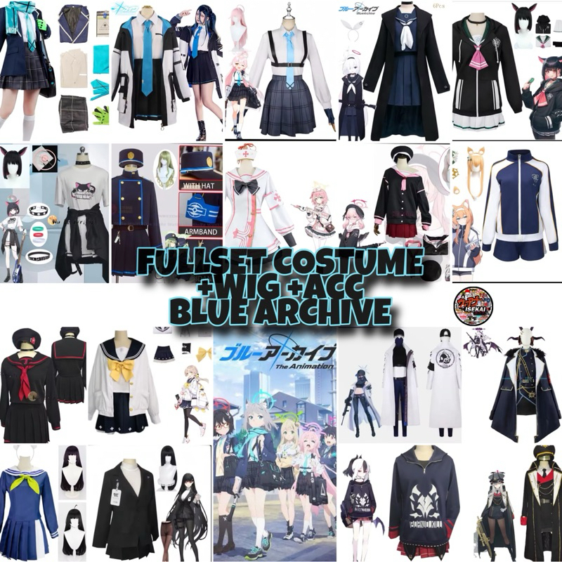 Jual fullset + wig + costume cosplay blue archive all charachter ...