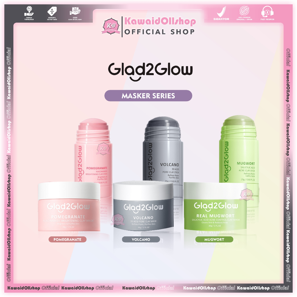 Jual Glad2Glow G2G Masker Series Stick & Jar/Pot/Mugwort/Volcano ...