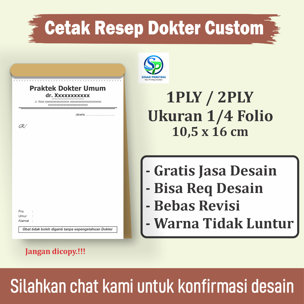 Jual Cetak Resep Dr Custom Ukuran 1/4 Folio Free Desain | Shopee Indonesia