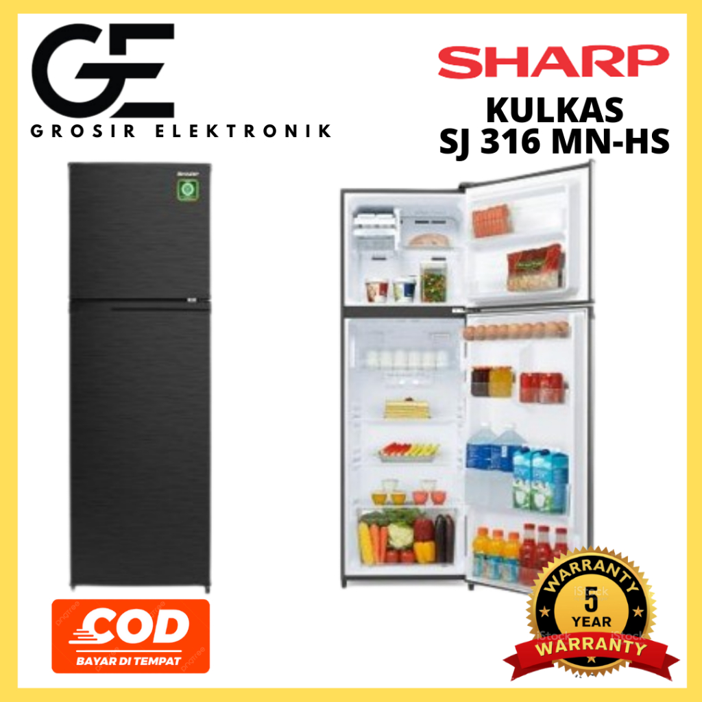 Jual KULKAS 2 PINTU SHARP SJ 316 MN-HS 256L TANPA BUNGA ES NO FROST ...