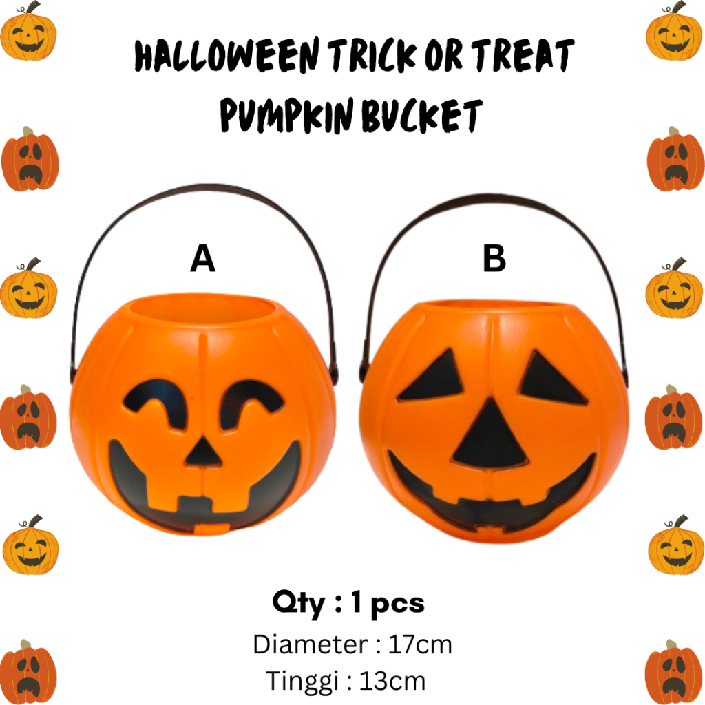 Jual Halloween Trick or Treat Pumpkin Bucket 17cm / Ember Keranjang ...
