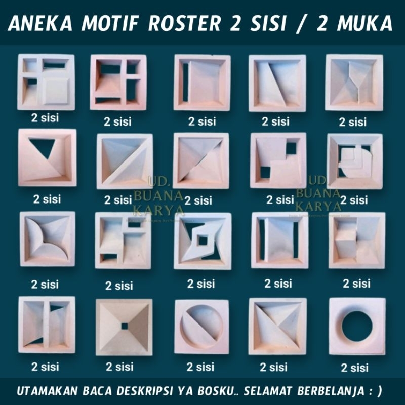 Jual Aneka Motif Roster 2 sisi / 2 muka, Roster Anti tampias, Roster ...