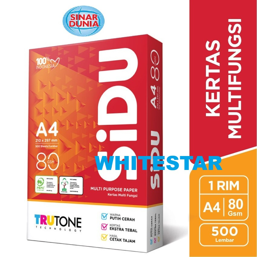 Jual kertas hvs sinar dunia ukuran A4 80 gsm / gr sidu | Shopee Indonesia