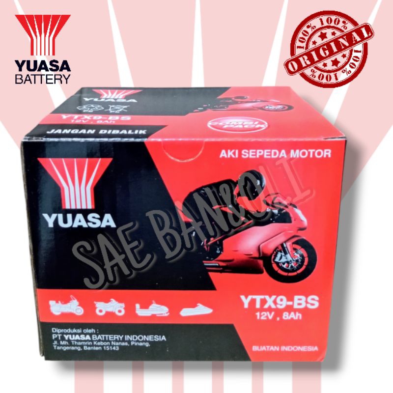 Jual AKI NINJA 250 ORIGINAL YUASA YTX9-BS KERING 8AH | Shopee Indonesia