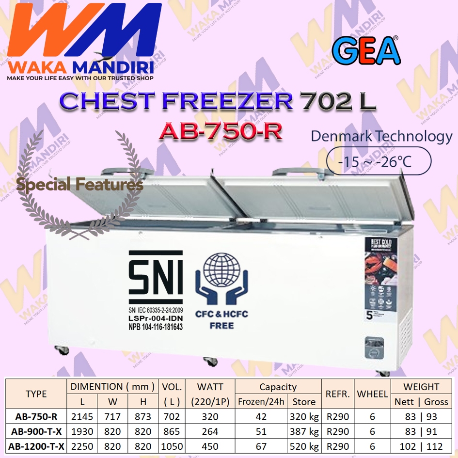 Jual AB-750-R Chest Freezer 700L FREEZER BOX FROZEN FOOD GEA AB-750R ...
