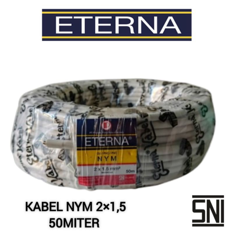 Jual TERMURAH: ORI KABEL LISTRIK ETERNA NYM 2x1,5 50MITER(KAWAT TEMBAGA ASLI) | Shopee Indonesia