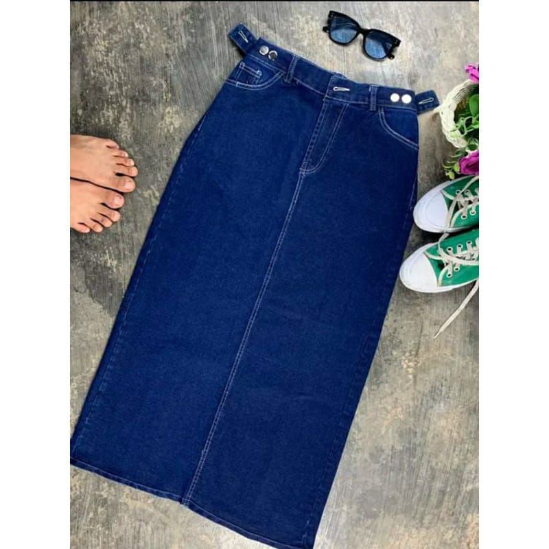 Jual Rok denim slimpit koreaatel impor terbaru belah depan samping dan ...
