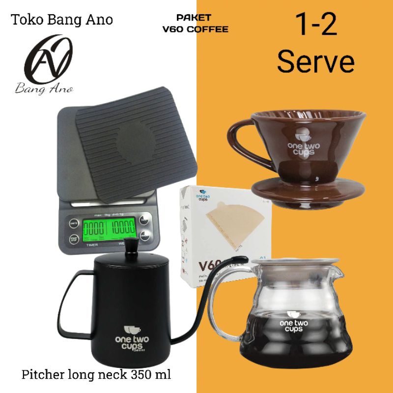 Jual Paket alat kopi v60 coffee server 360 ml+scala timer alat seduh ...