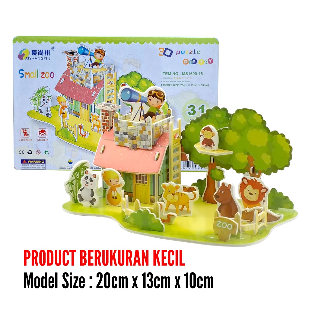 Jual Mini Puzzle 3D | SMALL ZOO | Puzzle 3 Dimensi Rumah- 1690-18 ...