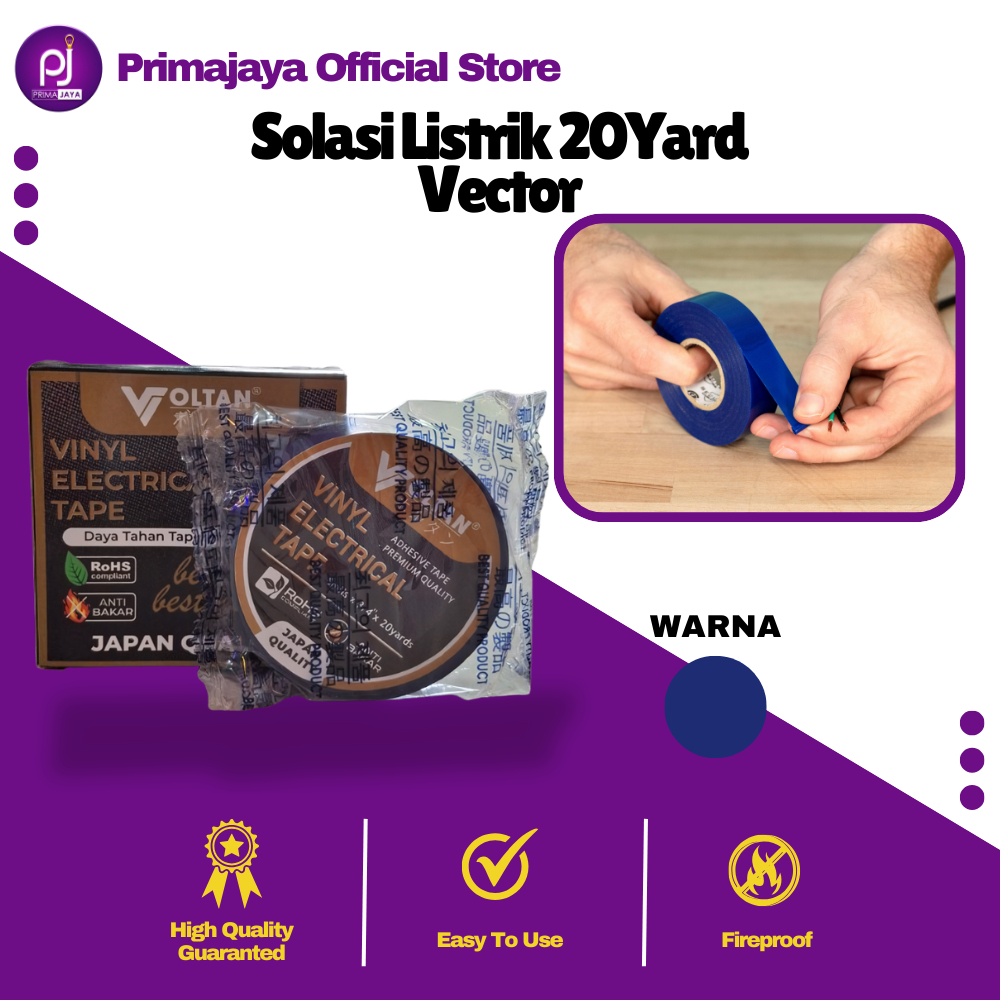 Jual Isolasi Listrik Warna Biru Electrical Tape 3/4 Inch 20 Yard Tahan ...