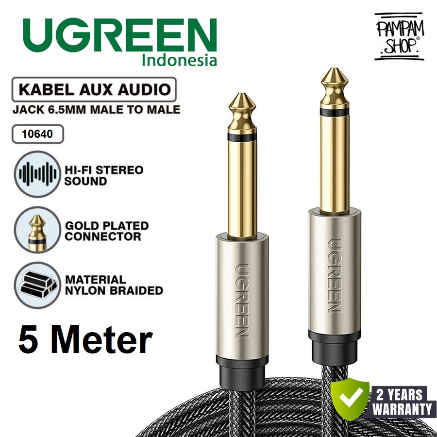 Jual UGREEN 10640 Kabel Jack Audio 6.5mm Male to 6.5mm Male AUX 5M 5 ...
