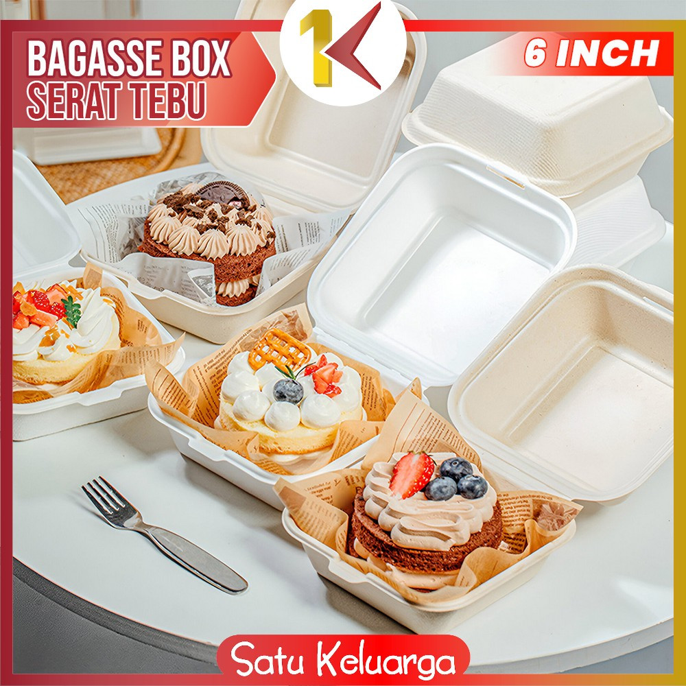 Jual SK-C1100 Bagasse Box Serat Tebu Lunch Box Burger 6in Food Grade ...