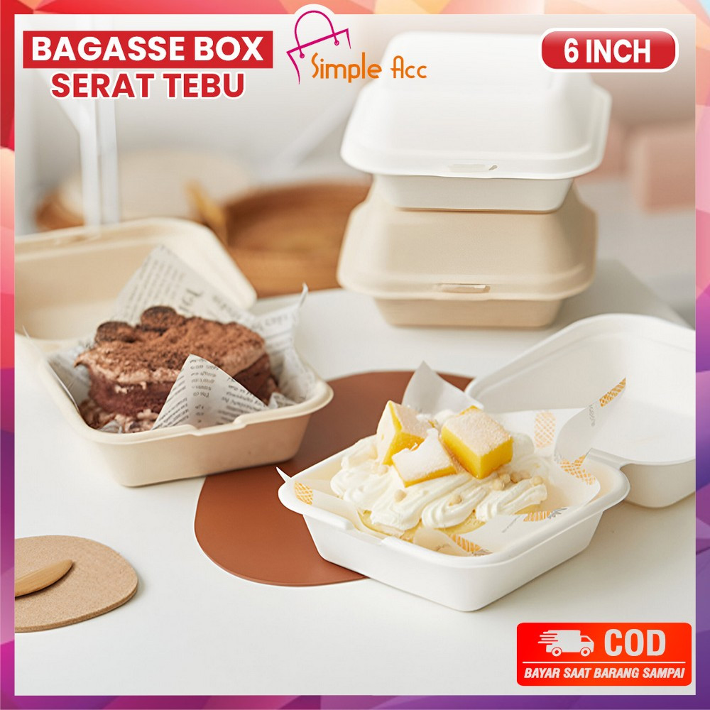 Jual DO-C1100 Bagasse Box Serat Tebu Lunch Box Burger 6in Food Grade ...