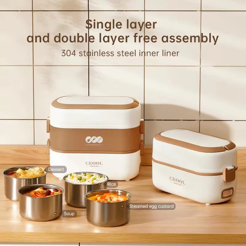 Jual CEOOL Portable Heated Double Layer Electric Lunch Box Food Warmer ...