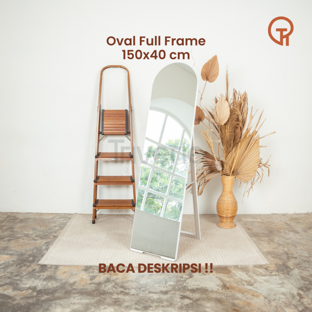Jual Standing Mirror Aesthetic Oval Full Frame Edging MDF 150x40 cm ...