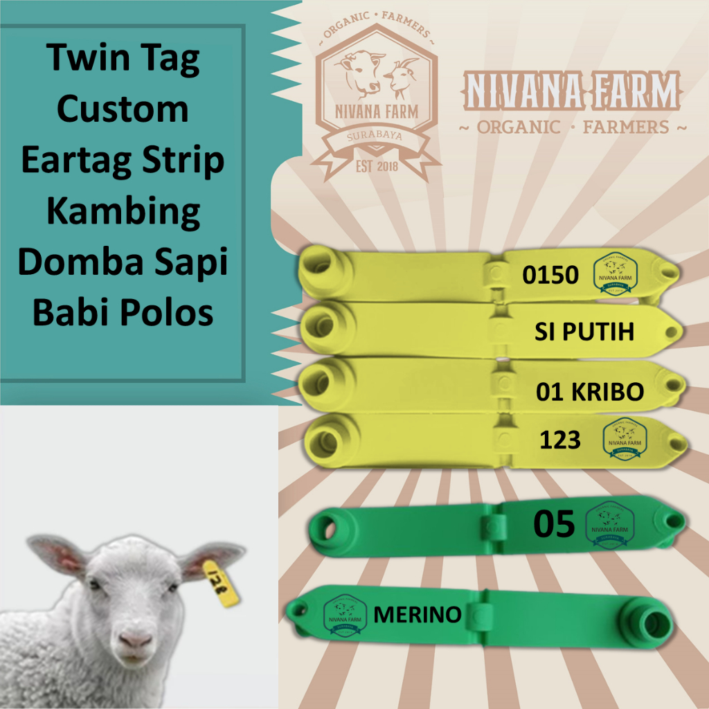 Jual Twin Tag Custom Nama dan Nomor Logo Eartag Strip Kambing Domba ...