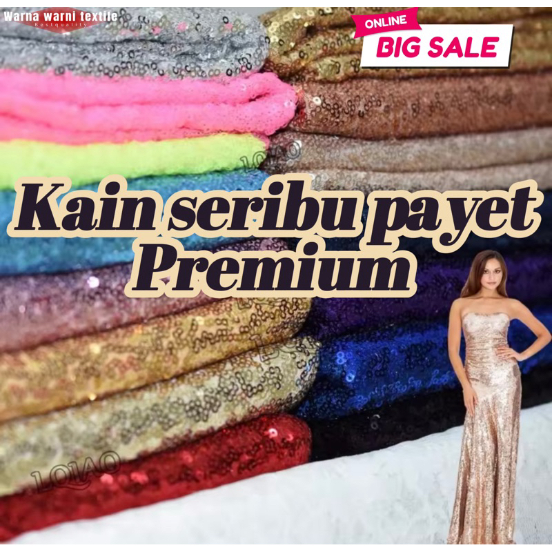 Jual PROMO!! bisa cod/ Kain Sequin Seribu Payet Premium/Kain Sequin ...