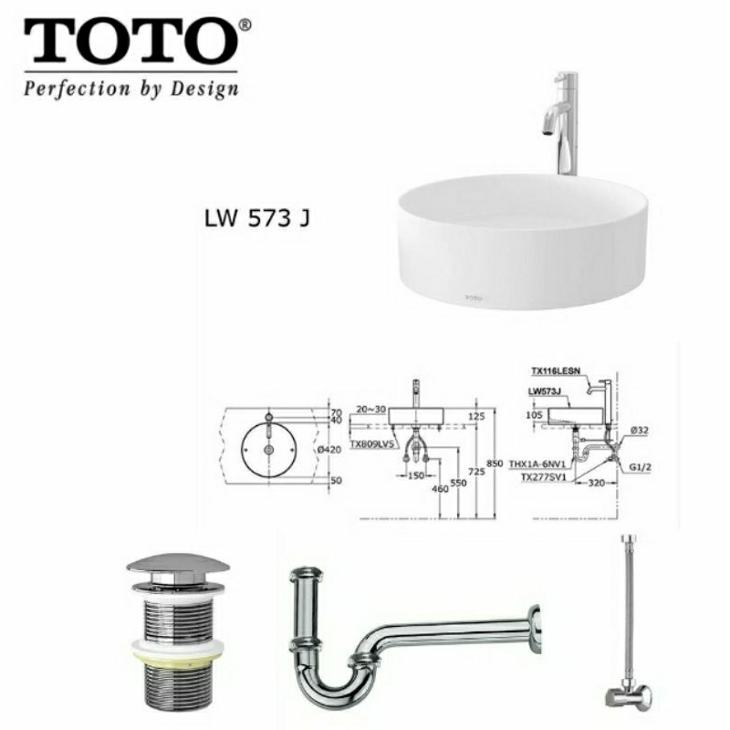 Jual Wastafel TOTO LW573J W/F Complete Set Tanpa Kran Dingin | Shopee ...