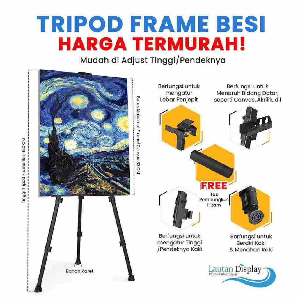 Jual Tripod Standing Frame Besi 1 Sisi Stand Easel Dudukan Bingkai Foto ...