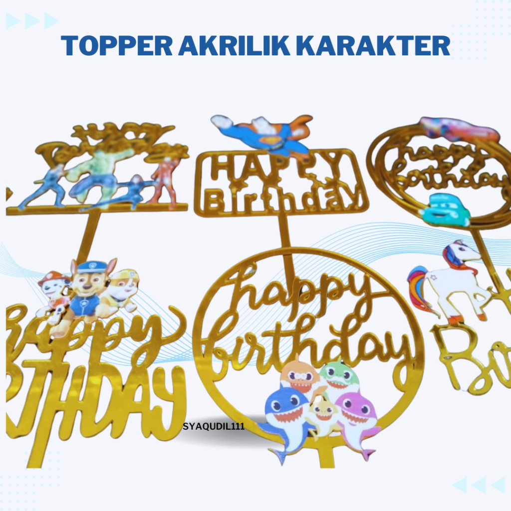 Jual Topper Cake Akrilik Happy Birthday Gambar Karakter Kartun ...