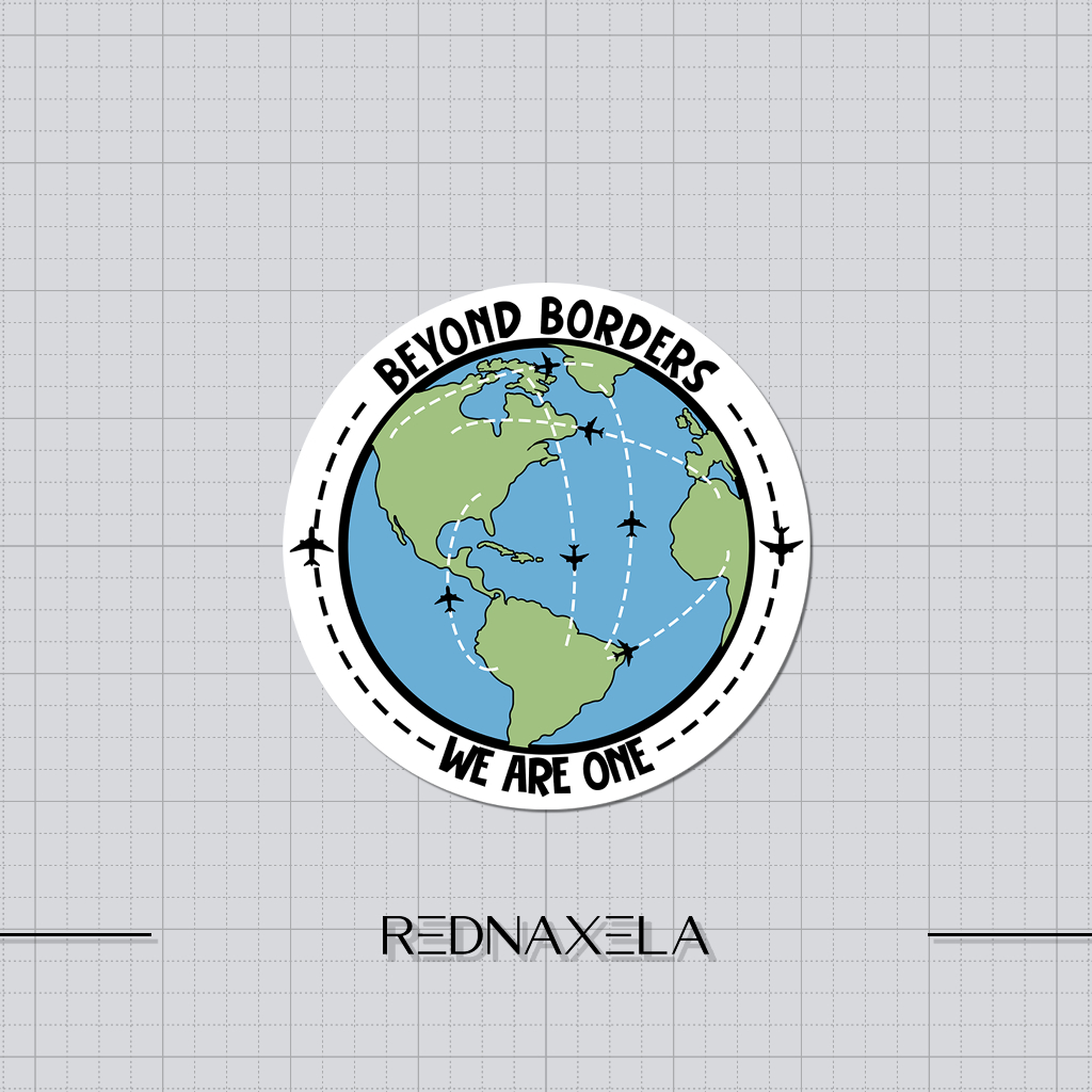 Jual Stiker Vinyl Stiker Koper Beyond Borders We Are One Travel ...