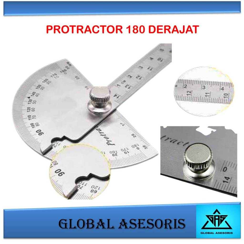 Jual Alat Ukur Sudut Kemiringan 180 Derajat Meresuring 14.5cm Penggaris ...