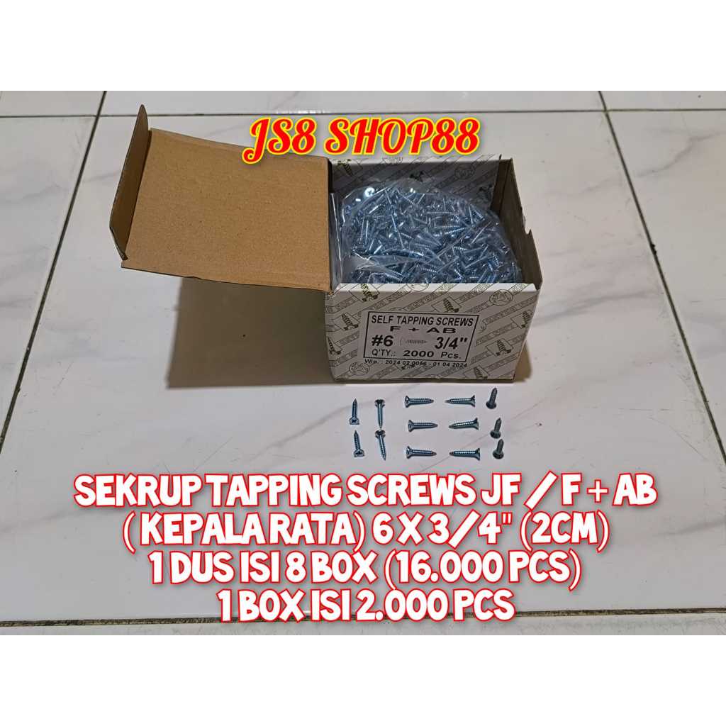 Jual SKRUP KEPALA RATA 6x3/4 SEKRUP TAPPING SCREWS BESI KEPALA FAB / JF ...