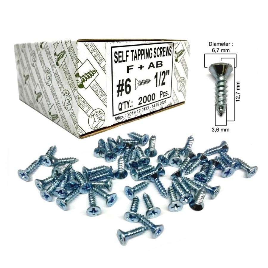Jual ( 1 DUS = 2000 PCS ) Skrup Philips FAB 6 x 1/2" Self Tapping ...