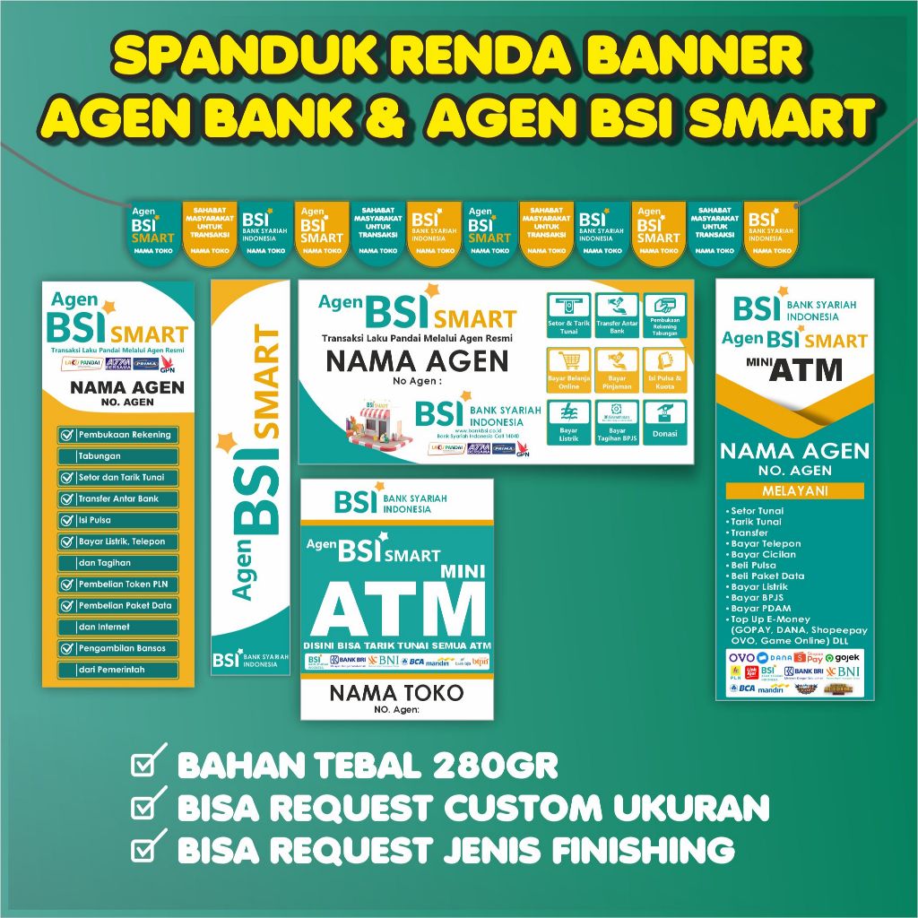 Jual SPANDUK BANNER BANER AGEN BSI SPANDUK BANNER RENDA AGEN BSI | Shopee Indonesia