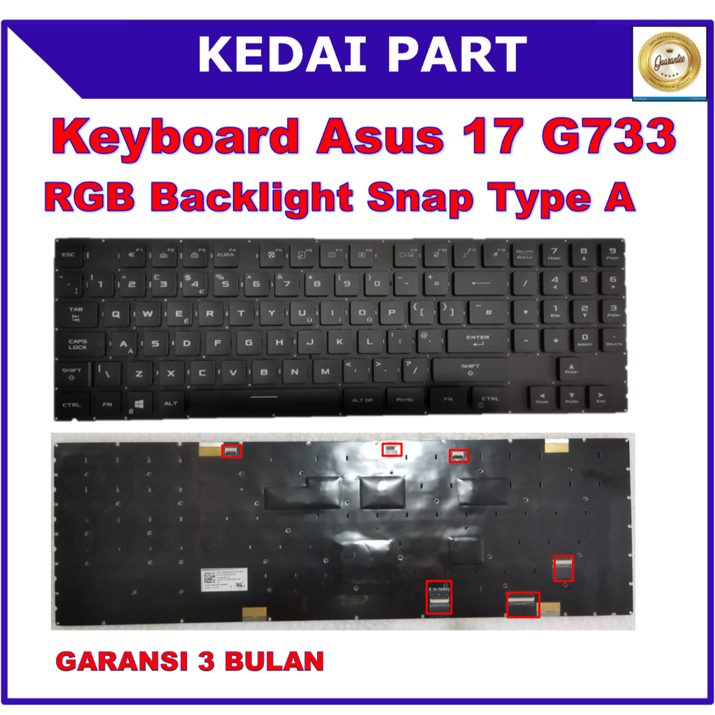 Jual Keyboard Asus ROG Strix Scar 17 G733 G733QR G733QS RGB Backlight ...