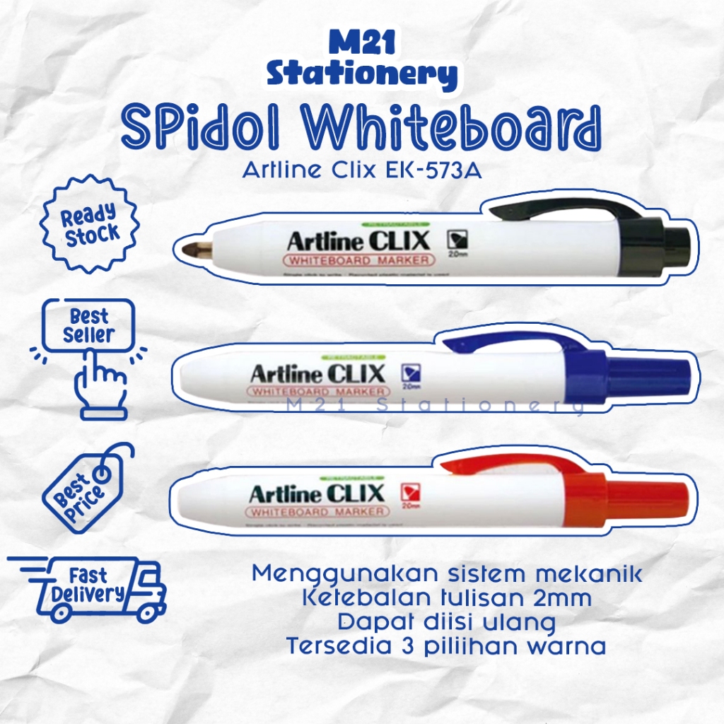 Jual (1 PCS) SPIDOL ARTLINE CLIX EK-573A / SPIDOL WHITEBOARD ARTLINE ...