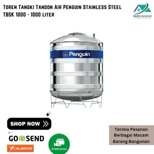 Jual Toren Tangki Tandon Air Penguin Stainless Steel TBSK 1000 - 1000 ...