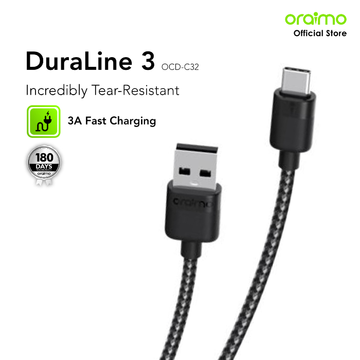 Jual oraimo Kabel Data Duraline 3 Kabel Lightning Micro USB Tipe C 2A ...