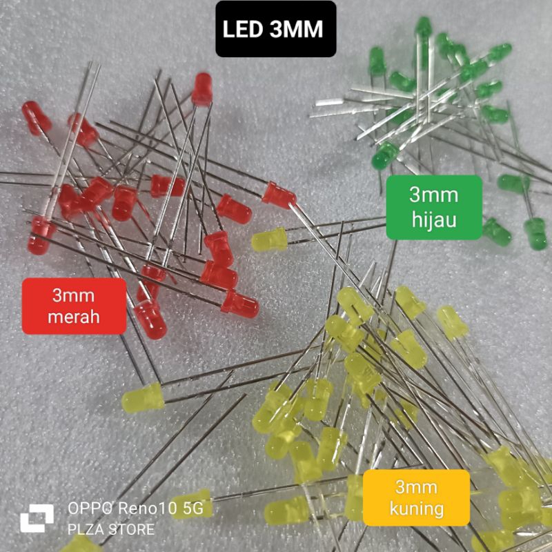 Jual LAMPU LED 3MM WARNA MERAH/KUNING/HIJAU HARGA PER PCS | Shopee ...
